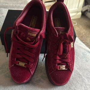 Puma | Shoes | Puma Red Sneakers Modern Suede Design | Poshmark
